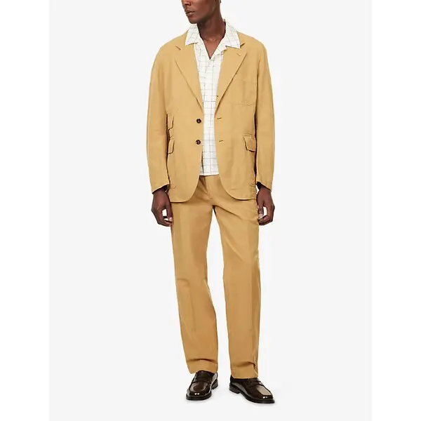 DRAKE'S Single-breasted Cotton And Linen Blazer