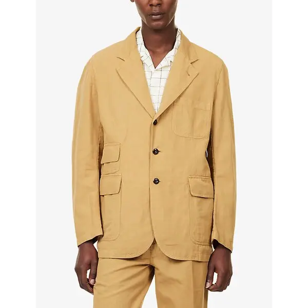DRAKE'S Single-breasted Cotton And Linen Blazer