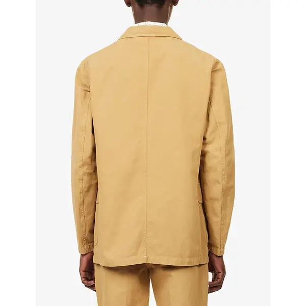 DRAKE'S Single-breasted Cotton And Linen Blazer