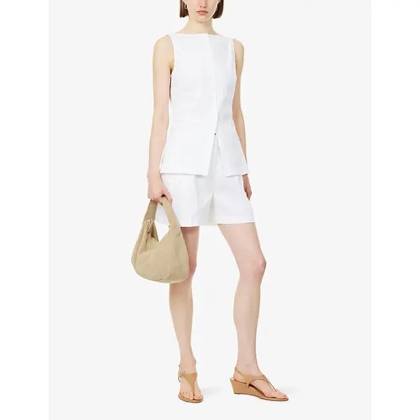 Theory Cutaway Linen-blend Top