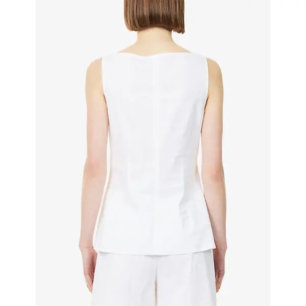 Theory Cutaway Linen-blend Top