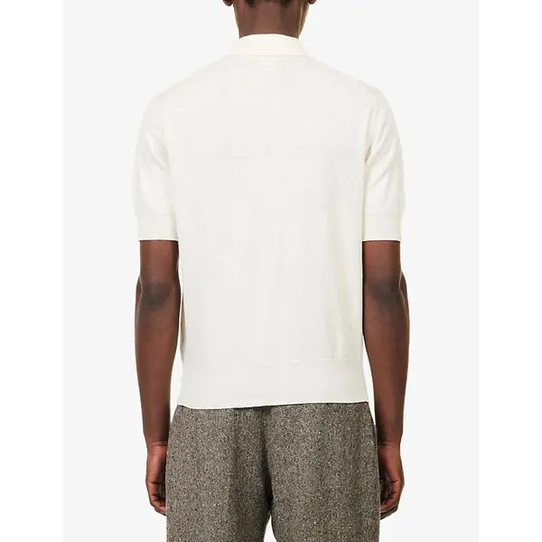 DRAKE'S Short-sleeve Linen And Cotton-blend Polo Shirt