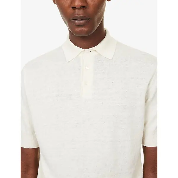 DRAKE'S Short-sleeve Linen And Cotton-blend Polo Shirt