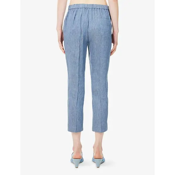 Theory Treeca Pull-on Linen-blend Cropped Trousers