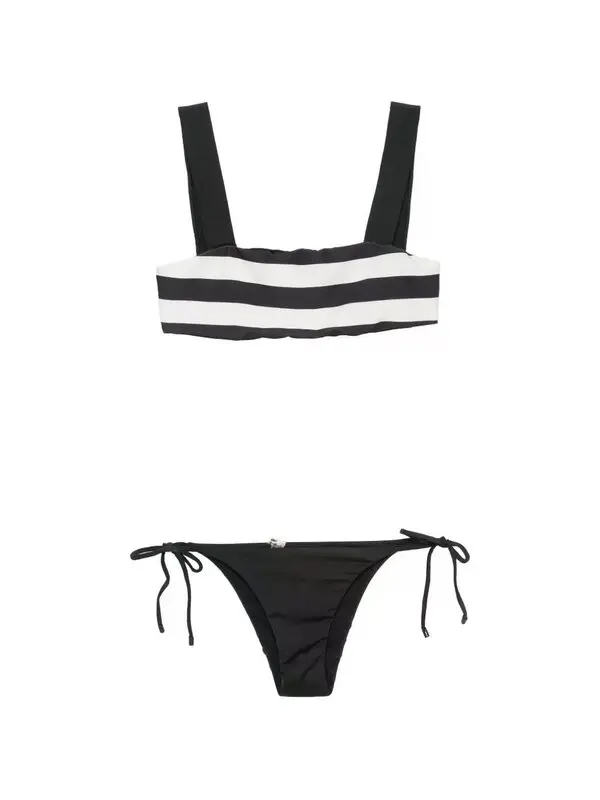 OSKLEN Striped Bikini With Side Ties - Black