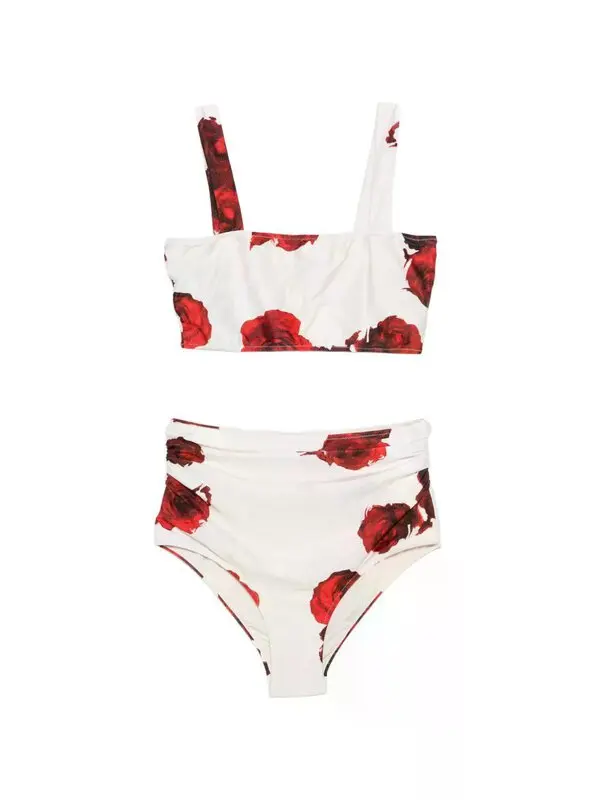 Liviana Conti Rose-print Bikini - Neutrals
