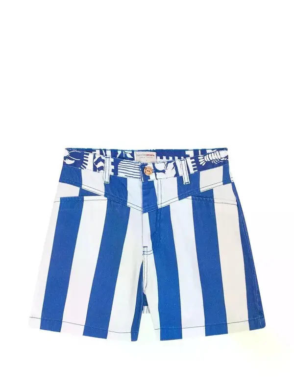 FAVORITE PEOPLE Positano Shorts With Vertical Stripes And Printed Pocket