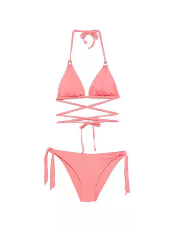 BLUGIRL Halterneck Triangle Bikini With Wrap-around Tie - Pink