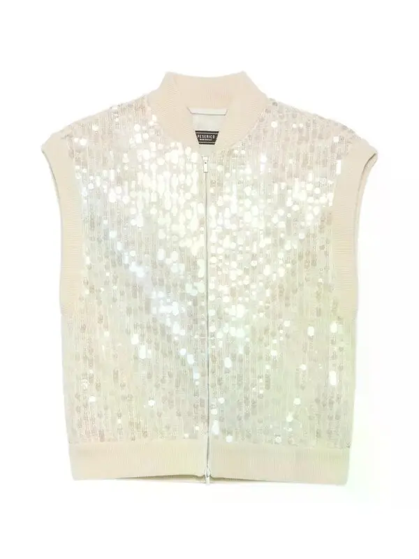 Peserico Sequin Embellished Zip-fastening Vest - Neutrals