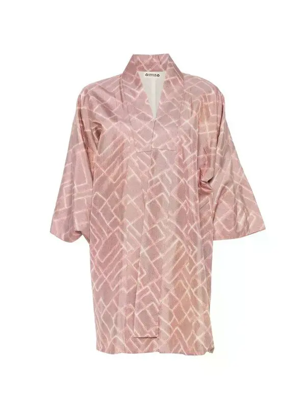 A.N.G.E.L.O. VINTAGE CULT Silk Geometric Pattern Kimono - Pink