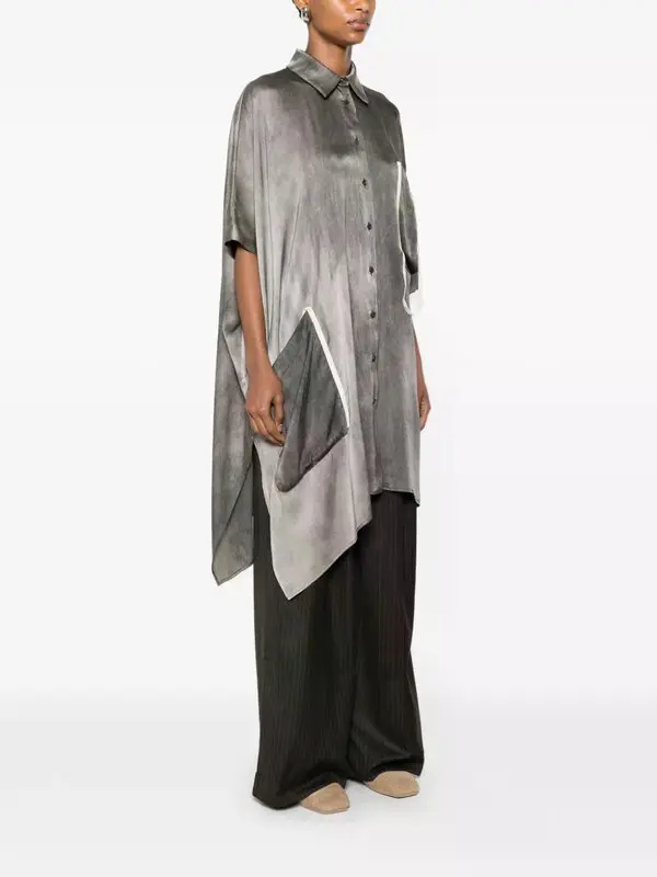 UMA WANG Asymmetrical Hem Short Sleeve Shirt
