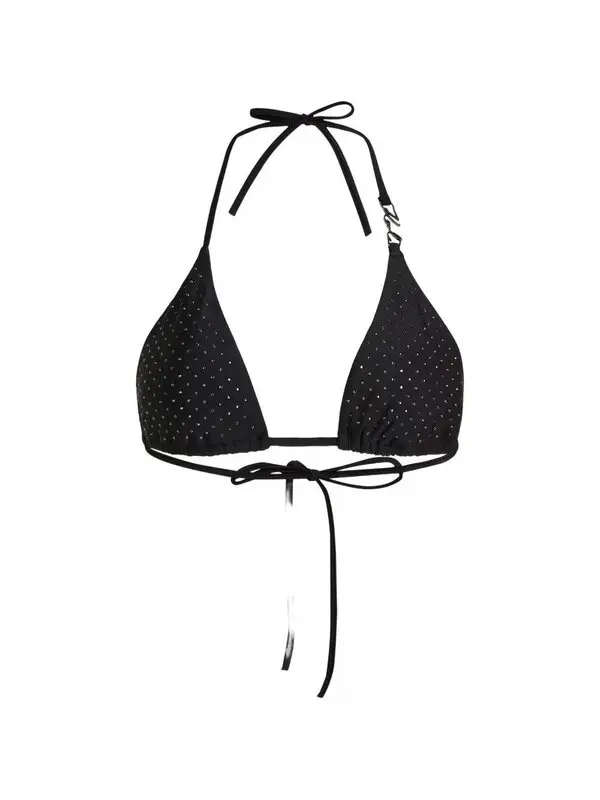 Karl Lagerfeld Rhinestone Embellished Triangle Bikini Top - Black