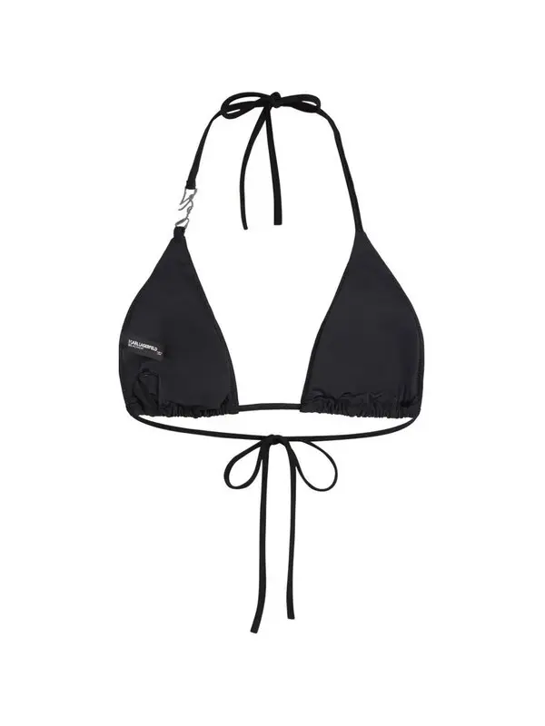 Karl Lagerfeld Rhinestone Embellished Triangle Bikini Top - Black