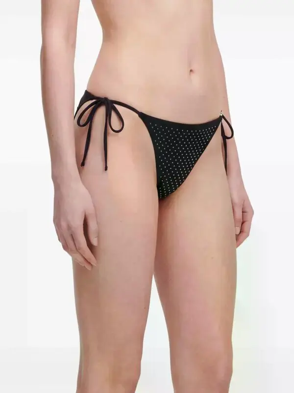 Karl Lagerfeld Embellished Side-tie Bikini Bottoms - Black
