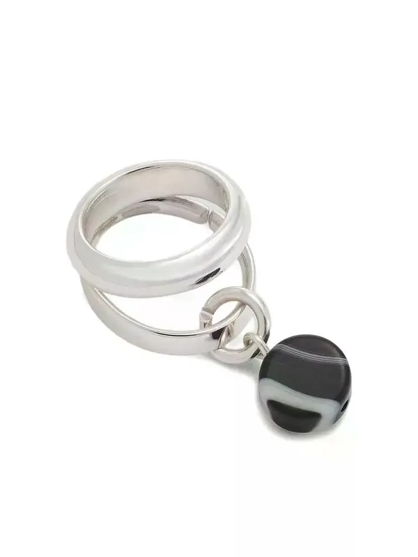 RATHEL & WOLF Ida Aaron Twin-hoop Ear Cuff With Black Agate Charm - Silver