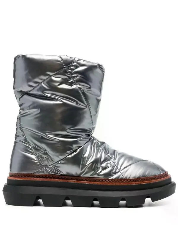 Tory Burch Metallic Quilted Ankle Boots - Silver