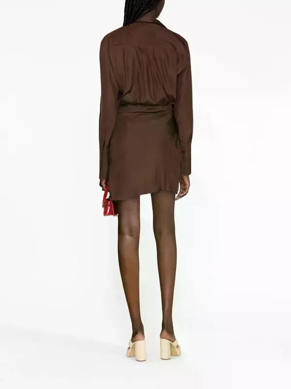 Gauge81 Gravia Draped Silk Shirtdress - Brown