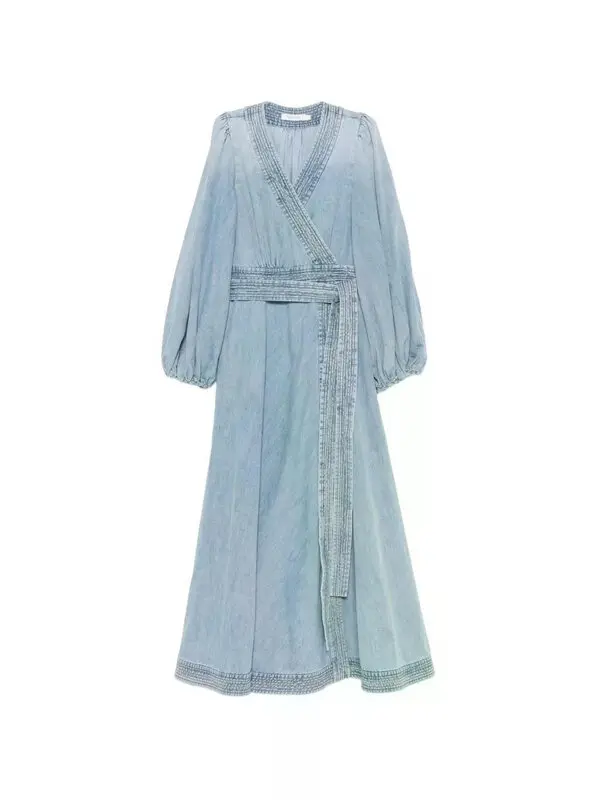 Zimmermann Indra Belted Midi Dress - Blue