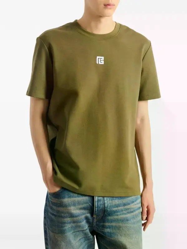 Balmain T-shirt With Embroidered Logo - Green