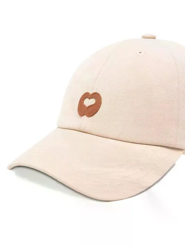 Maje Baseball Cap With Leather Heart Appliqu