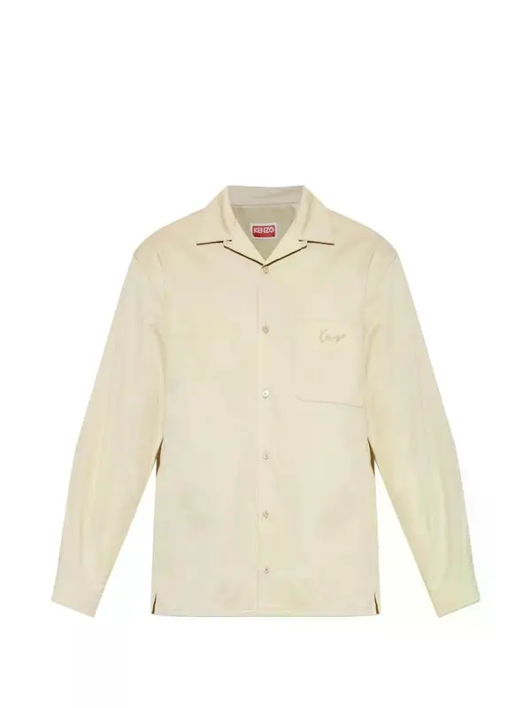 Kenzo Logo-embroidered Shirt - Neutrals