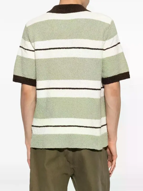 SAMSOE SAMSOE Sapedro Striped Knit Polo Shirt - Green