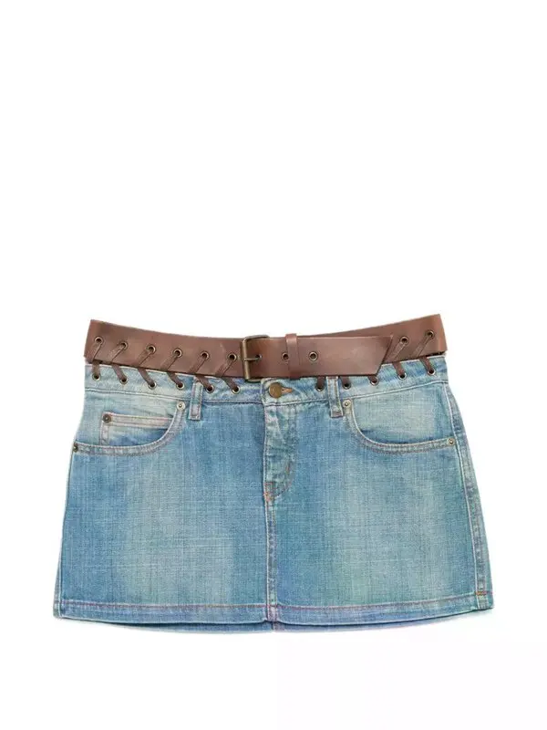 Alexander McQueen 2000s Belted Lace-up Mini Skirt - Blue