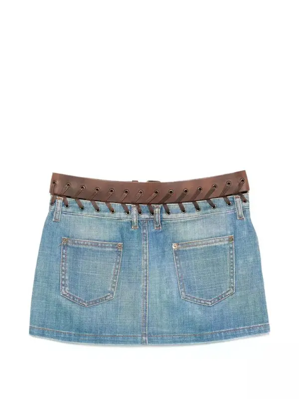 Alexander McQueen 2000s Lace-up Denim Mini Skirt
