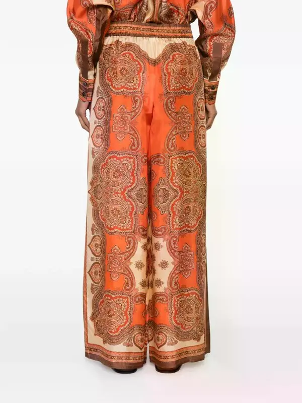 Zimmermann Mahon Paisley-print Belted Trousers