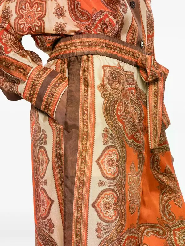 Zimmermann Mahon Paisley-print Belted Trousers