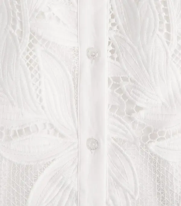 Erdem Crochet Cutwork Short-sleeve Shirt - Ivory