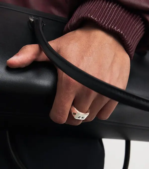 THE OUZE Sterling And Aquamarine Tri Signet Ring