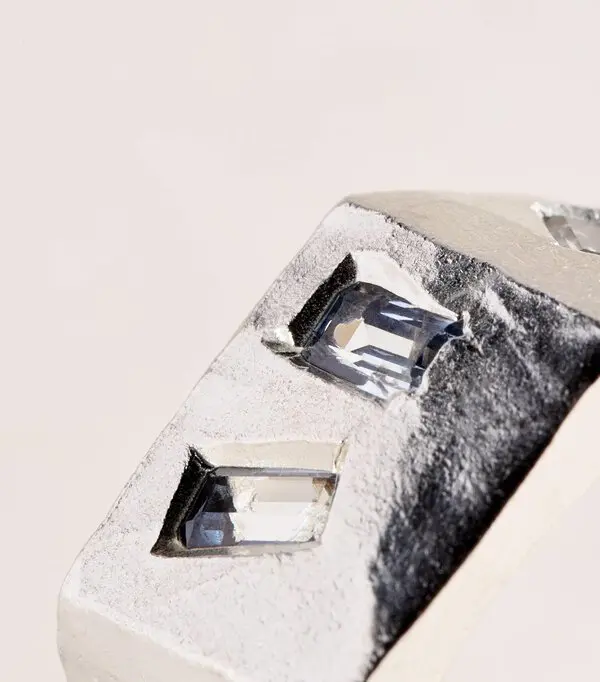 THE OUZE Sterling And Aquamarine Tri Signet Ring