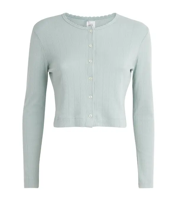 LESET Cotton Pointelle Lounge Cardigan