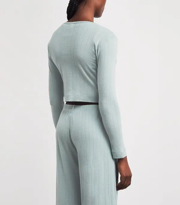 LESET Cotton Pointelle Lounge Cardigan