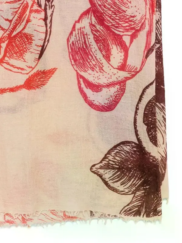 MOULETA Floral-print Frayed Scarf