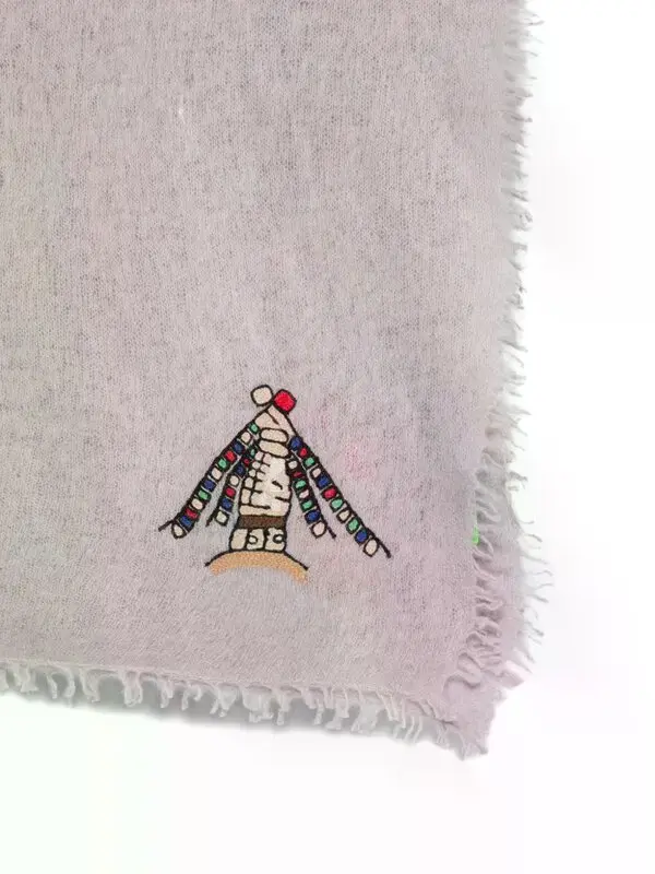 MOULETA Embroidered Frayed Scarf