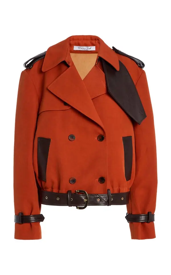 LAQUAN SMITH Belted Double-breasted Stretch-cotton Jacket