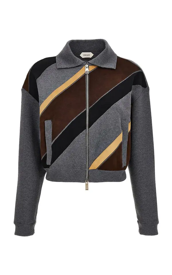 Versace Panelled Virgin Wool-blend Bomber Jacket