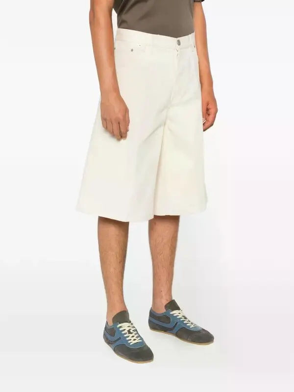 3DICI Wide Leg Denim Shorts With Logo Patch