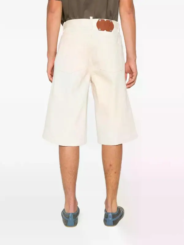 3DICI Wide Leg Denim Shorts With Logo Patch