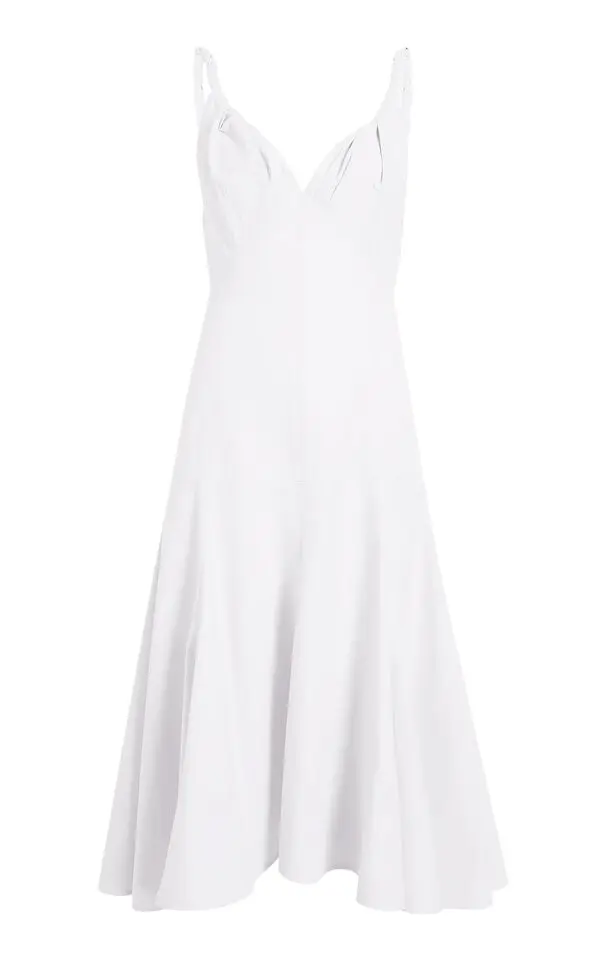 Proenza Schouler Leo Twisted Cotton Midi Dress - White