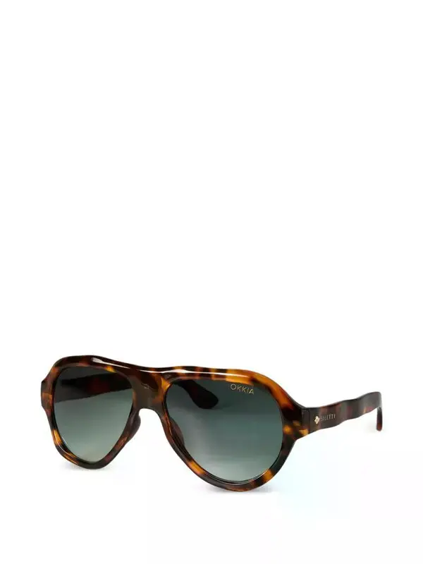 SELETTI Tortoiseshell-effect Aviator Sunglasses - Brown