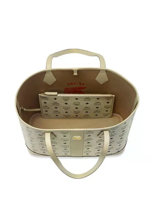 Mcm Visetos Monogram Tote Bag - Neutrals