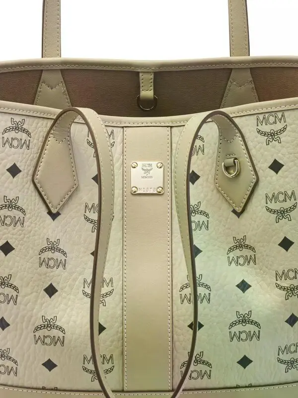Mcm Visetos Logo Print Tote Bag