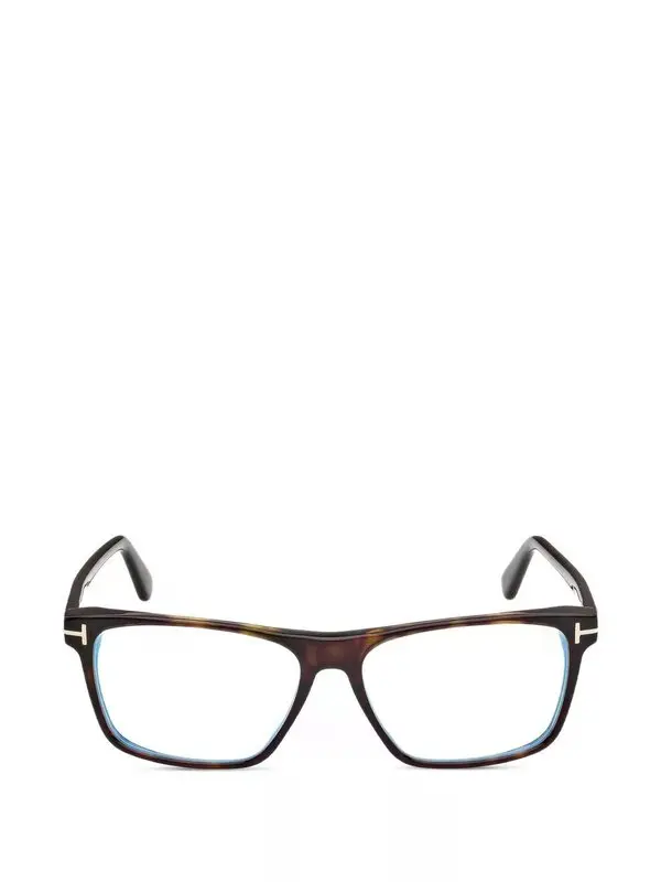 TOM FORD T-logo Rectangle-frame Glasses - Brown
