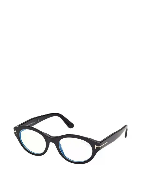 TOM FORD T-logo Round-frame Glasses - Black