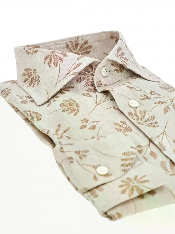 BORRIELLO NAPOLI Floral-print Long-sleeve Shirt - Neutrals