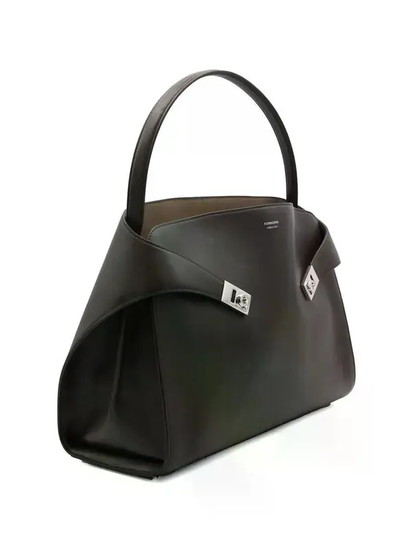 FERRAGAMO Large Soft Hug Gancini-plaque Leather Tote Bag - Brown