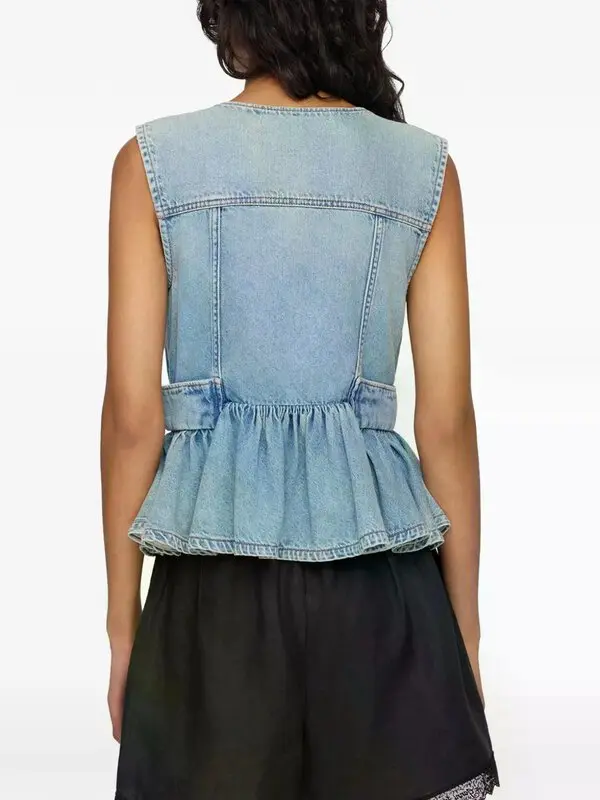 GANNI Peplum Denim Vest